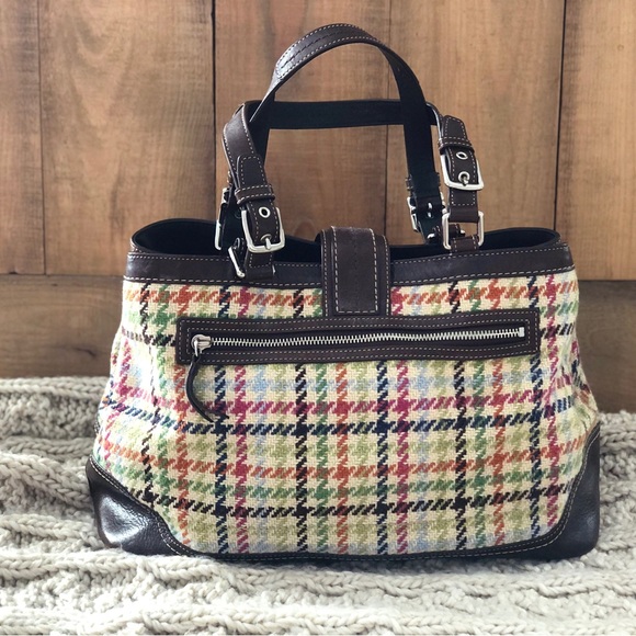 Coach | Bags | Authentic Coach Hampton Tattersall Houndstooth Bag ...